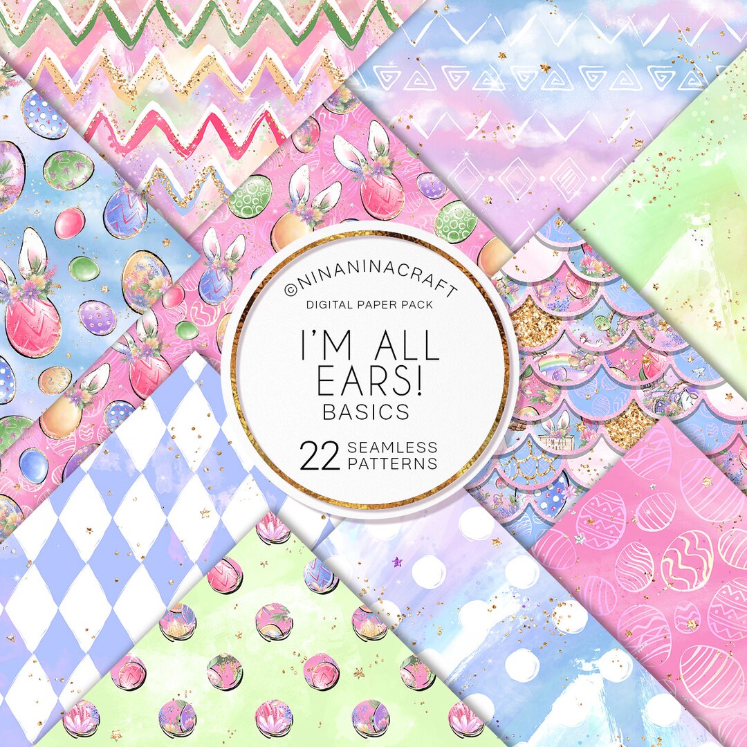 Cute Easter Digital Papers Basics, Colorful Seamless Patterns by ...