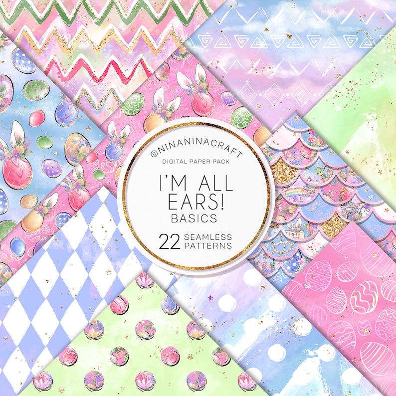 Cute Easter Digital Papers Basics Colorful Seamless Patterns | Etsy