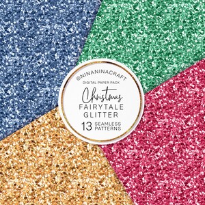 Christmas Glitter Digital Papers, Handpainted & Realistic Glitter ...