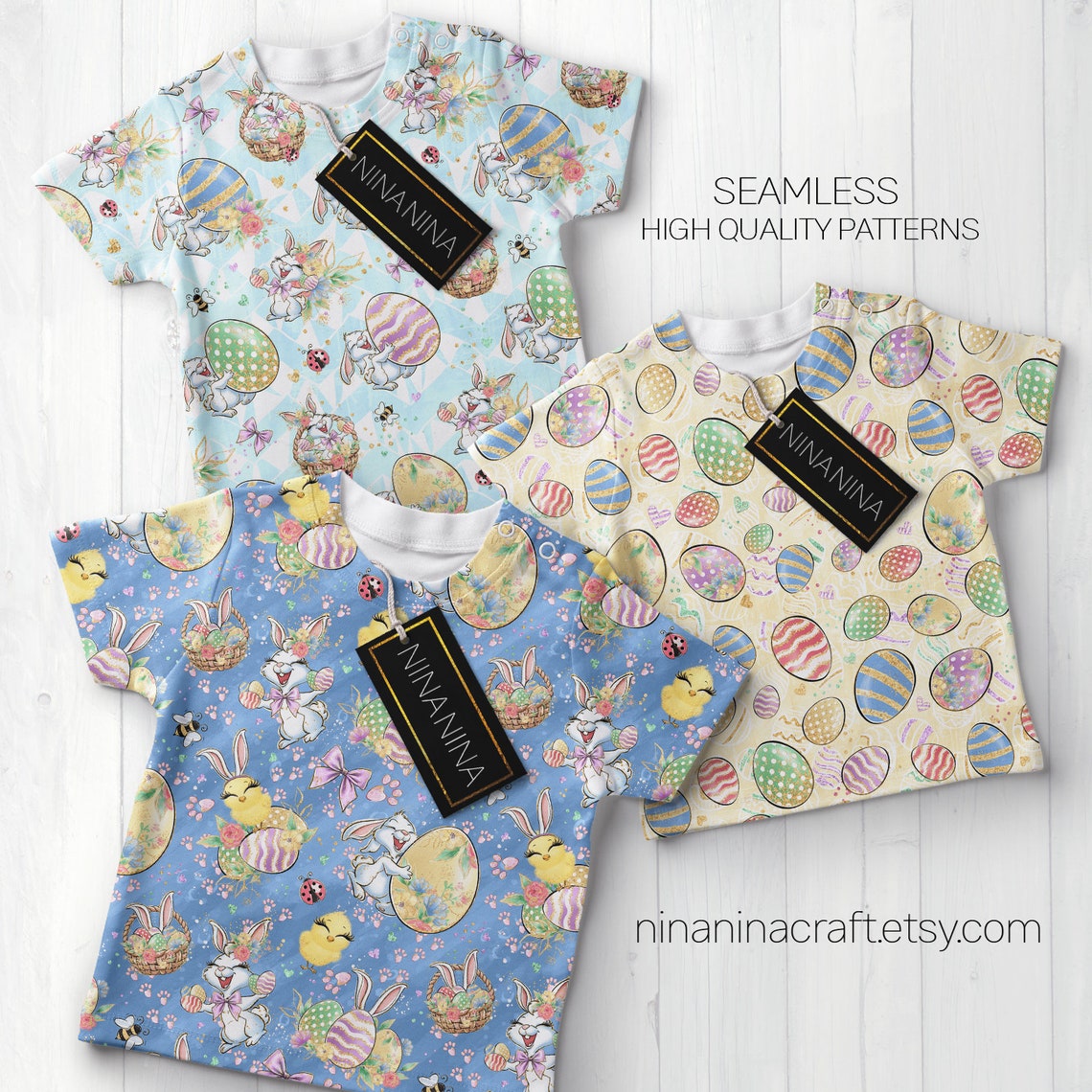 16 Easter Digital Papers Cute Bunny Seamless Pattern Custom | Etsy