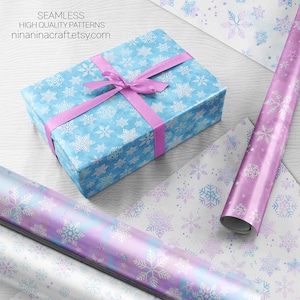 14 Watercolor Snowflakes Digital Papers, Glitter Snow Seamless Pattern ...