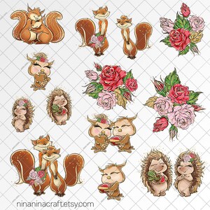 Woodland Animals Valentine's Day Clipart, Valentines Clip Art, Cute ...