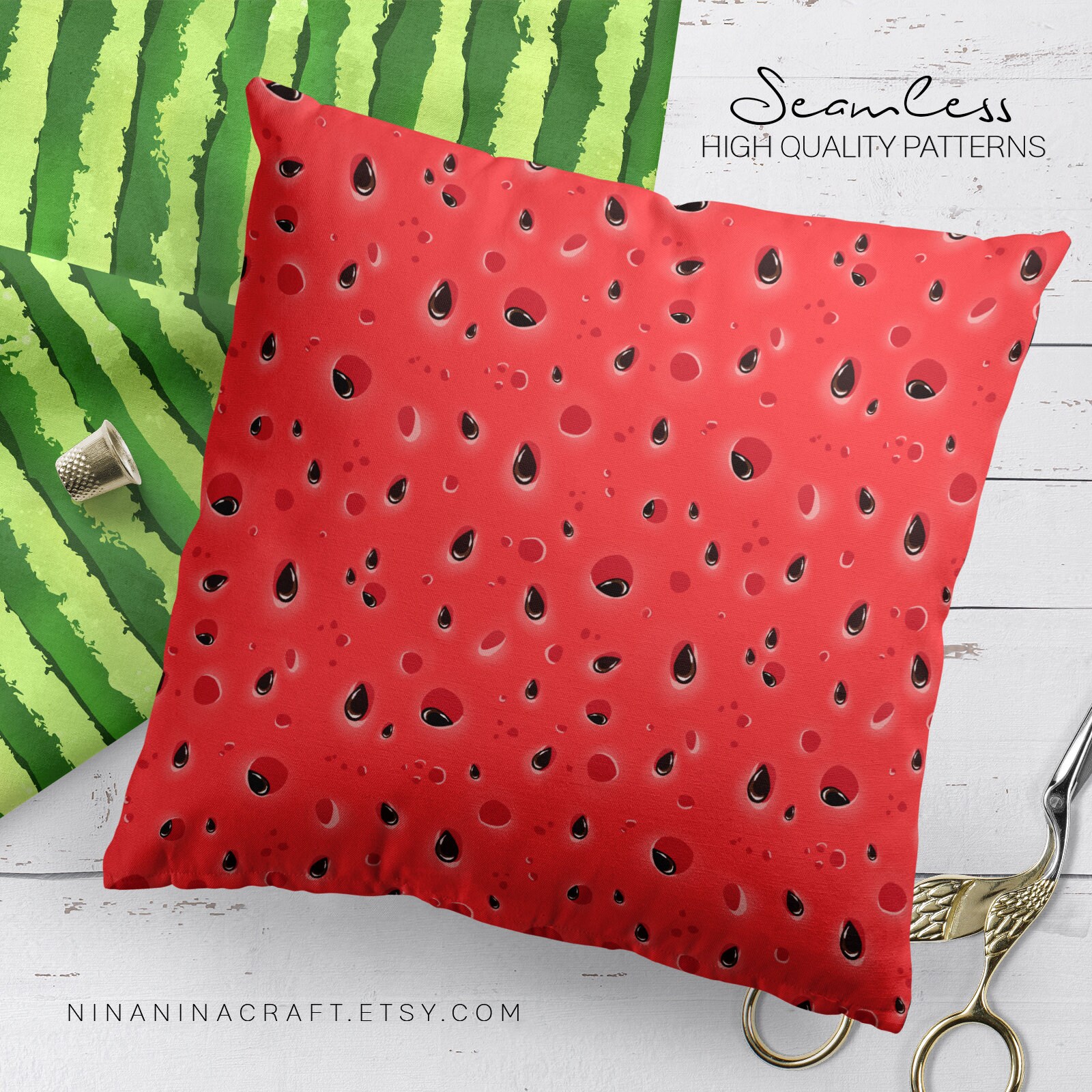 Red - Green Cute Watermelon Clip Art, Watermelon Digital Papers, Summer ...