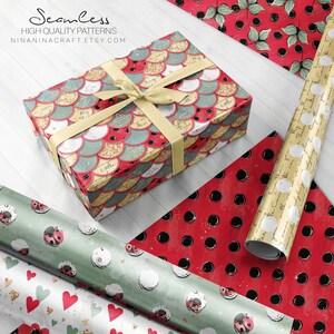Cute Ladybug Pattern Digital Papers, Ladybird Polka Dots by ...