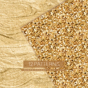 Golden Textures Digital Papers, Gold Seamless Patterns, Luxury Glitter ...