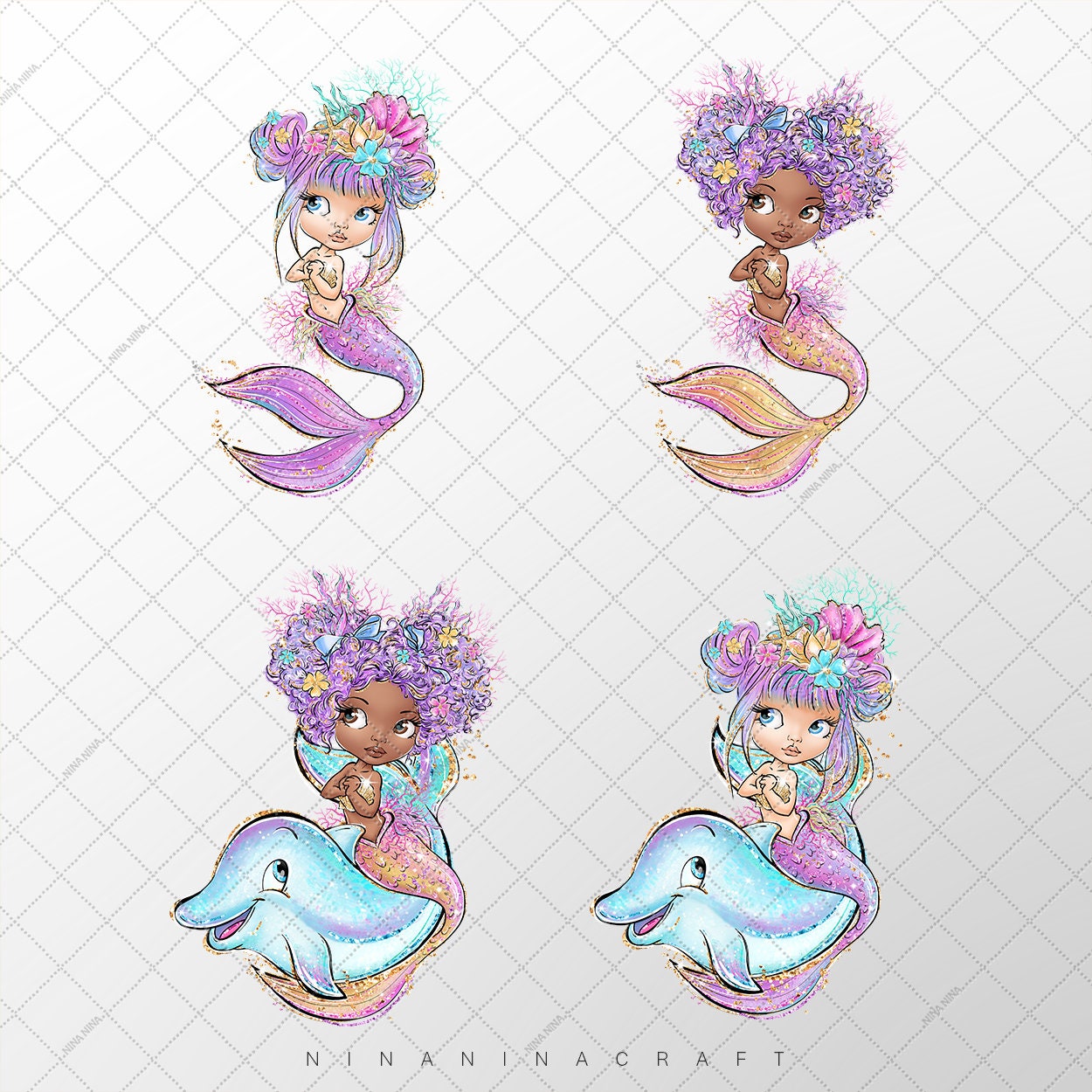 Mermaid Clipart, Underwater Clip Art, Cute Mermaids Planner Stickers ...