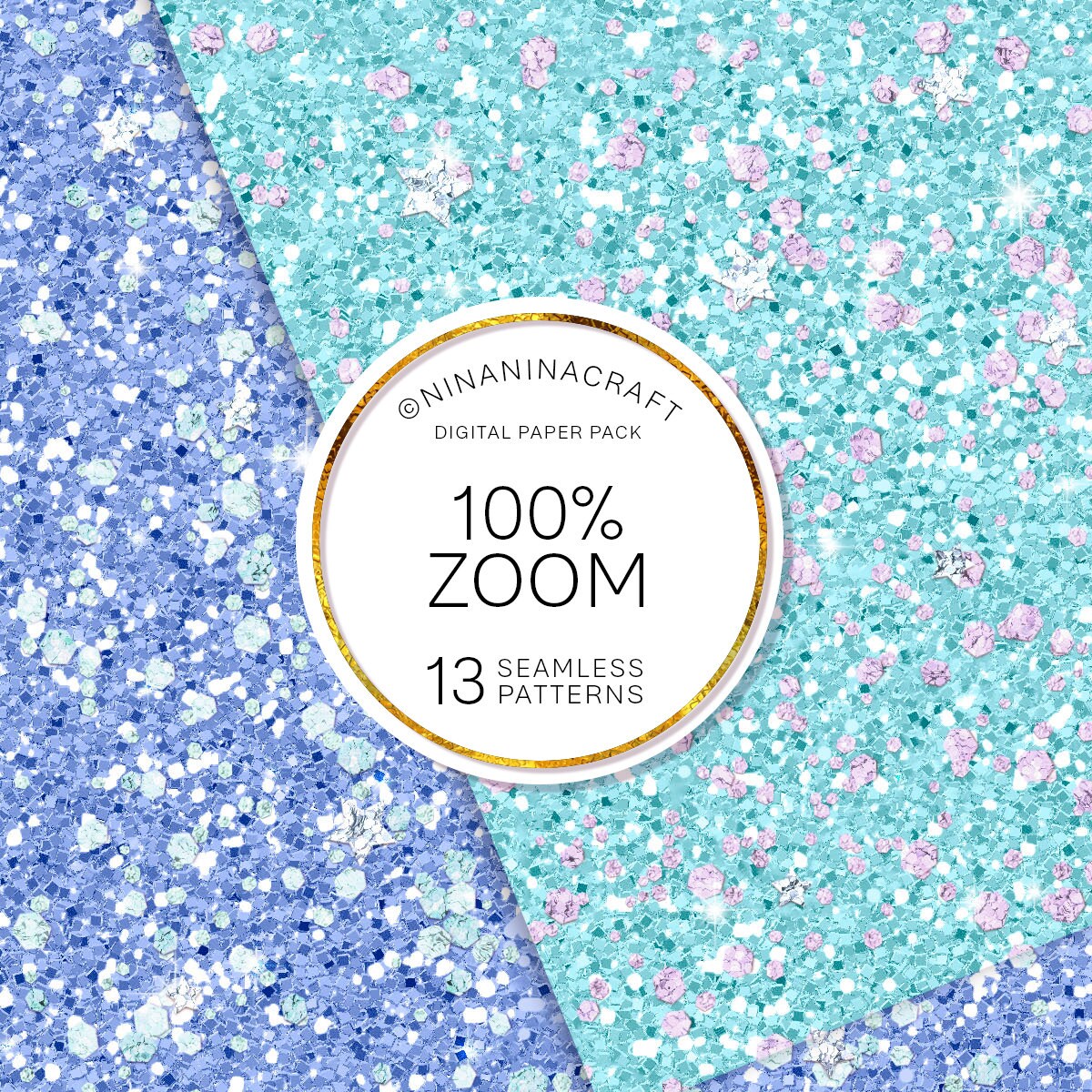 Pastel Skies Glitter Digital Papers Seamless Patterns by | Etsy