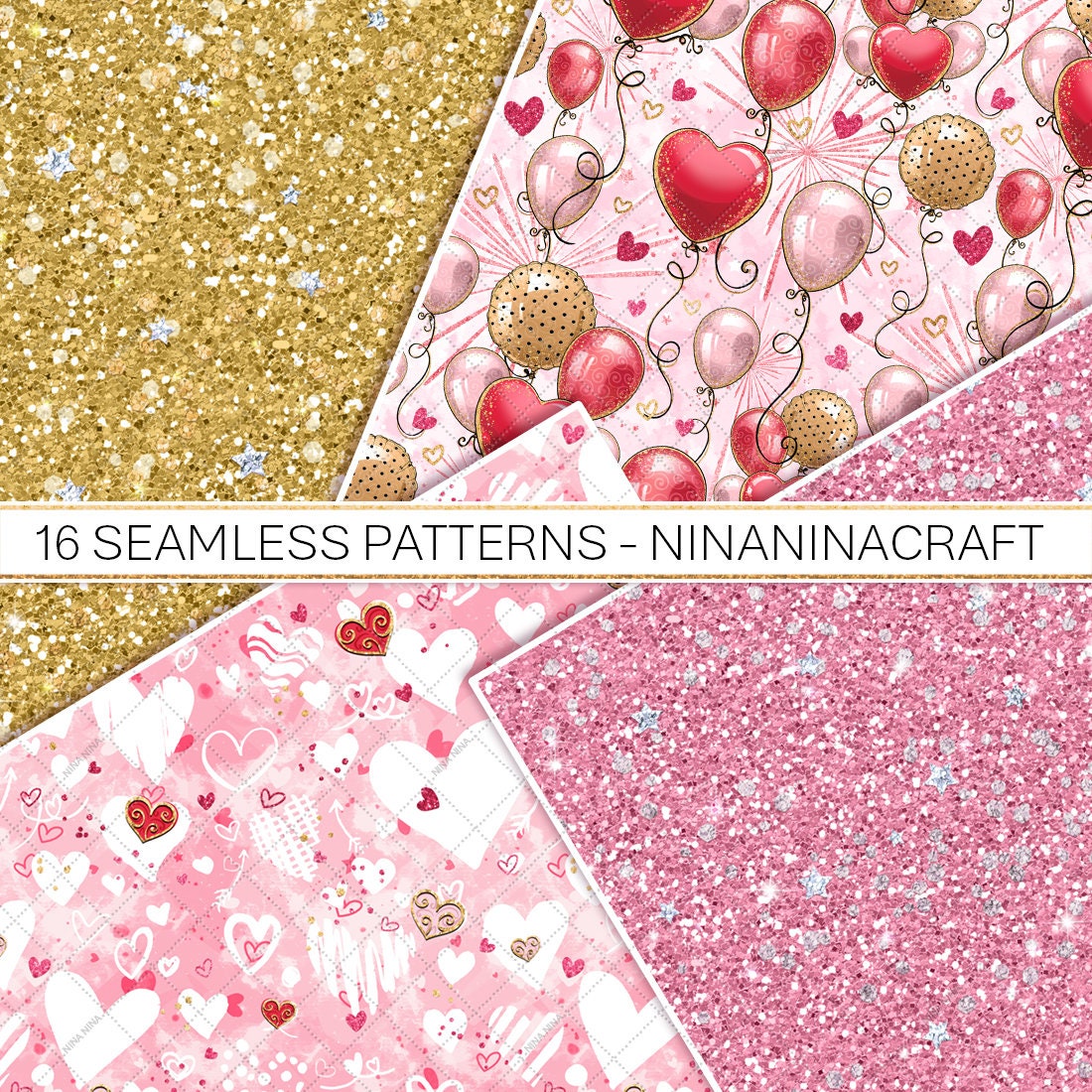 Woodland Digital Paper Valentine's Day Seamless Patterns - Etsy