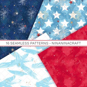 American Flag Basics Digital Papers, Independence Day Seamless Patterns ...