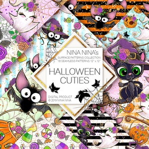 Cute Halloween Digital Papers, Halloween Seamless Patterns, Spooky ...