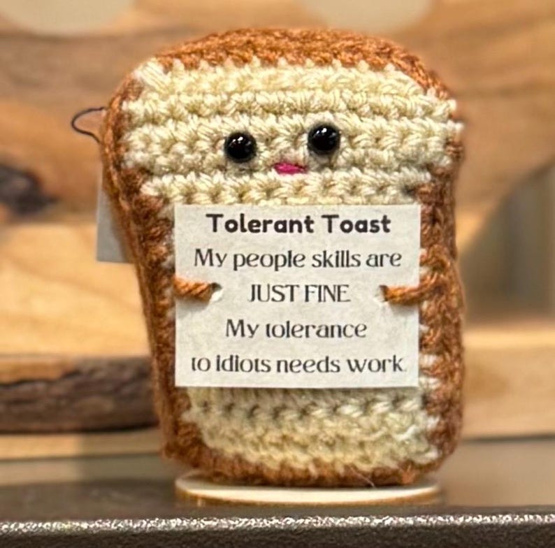 Tolerant Toast Crocheted Amigurumi Decor - Home Office Car - Funny ...