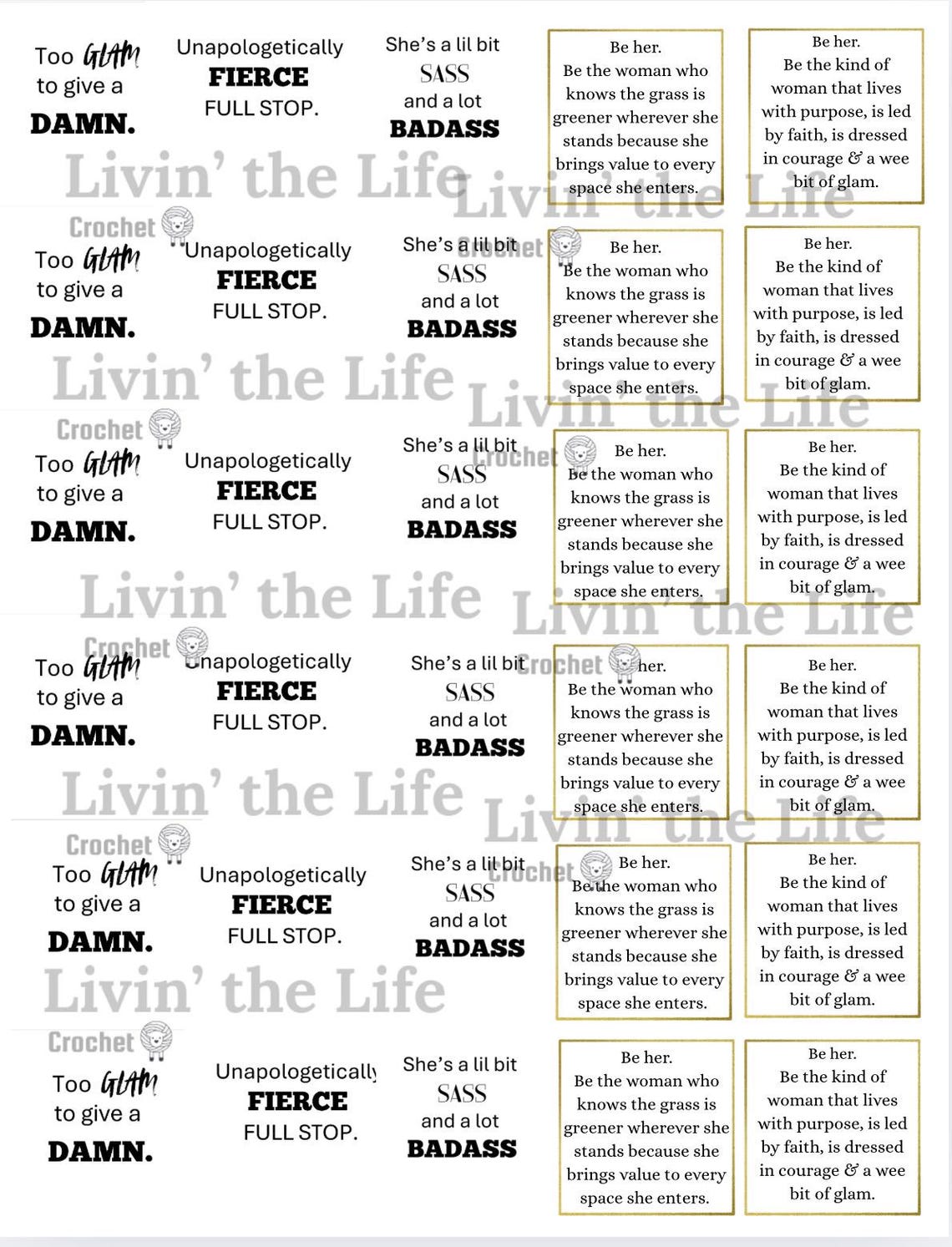Glam Chicken Printable Sayings/messages - Digital File for Download ...