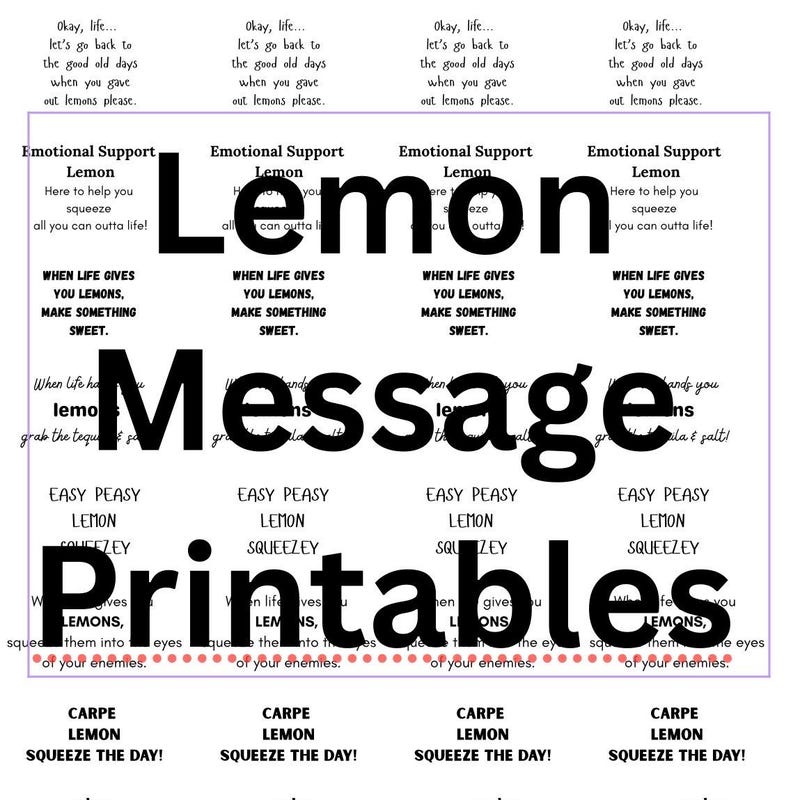 Lemon Quotes Printables - Etsy
