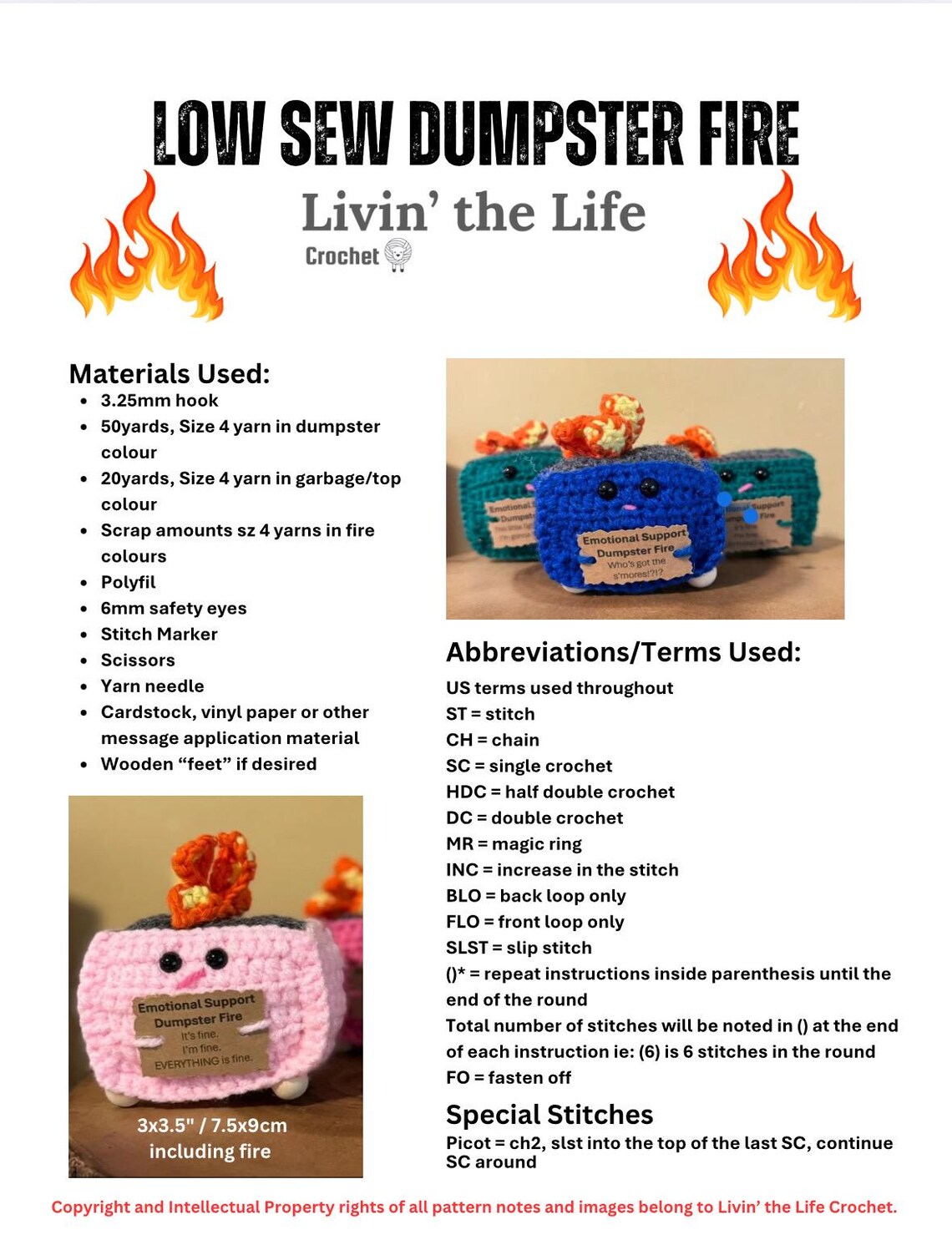 Dumpster Fire Crochet Pattern: Low Sew Amigurumi (PDF Printables ...