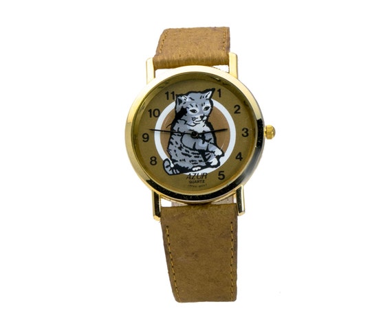 CAT MOUSE WATCH Mouse Moving Around Cat Wrist Watch. Genuine | Etsy