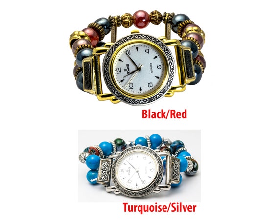 Glass Bead Watch Murano Glass Bracelet Blue Bead | Eredi Jovon Venice
