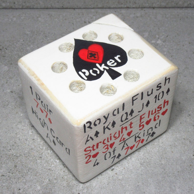 Poker Hand Rankings Chart, Pen Holder, Paper Slot, White Wash Wood ...