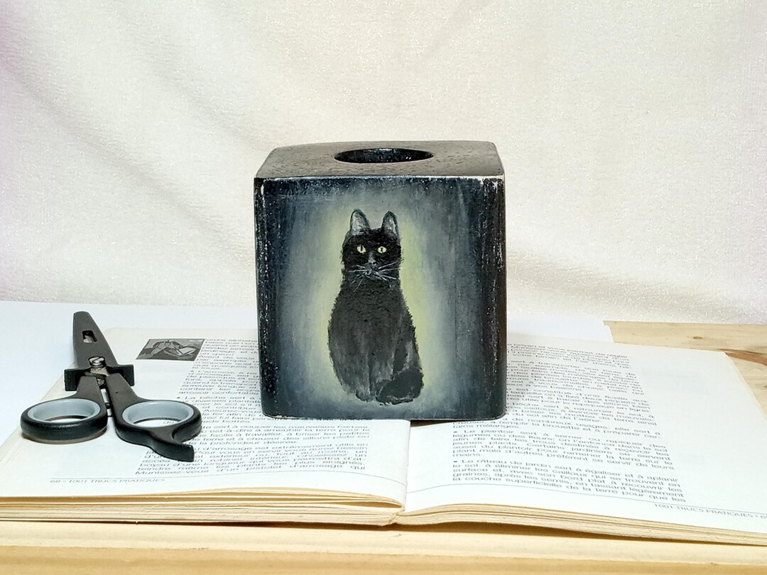 Black Cat Pen Holder - Hand Painted Desk Organizer - Witchy Vibes and ...