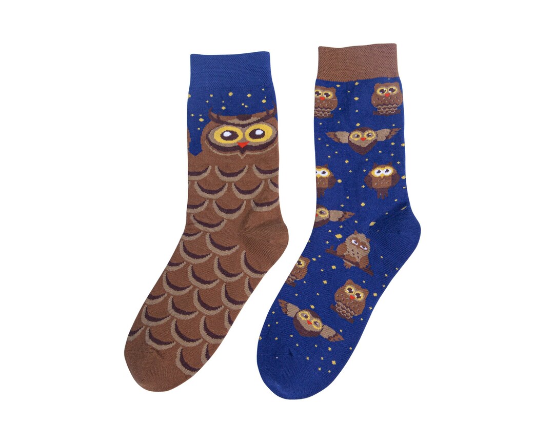Owl Socks, Funny Socks, Cute Socks, Women's Socks, Mismatched Socks ...