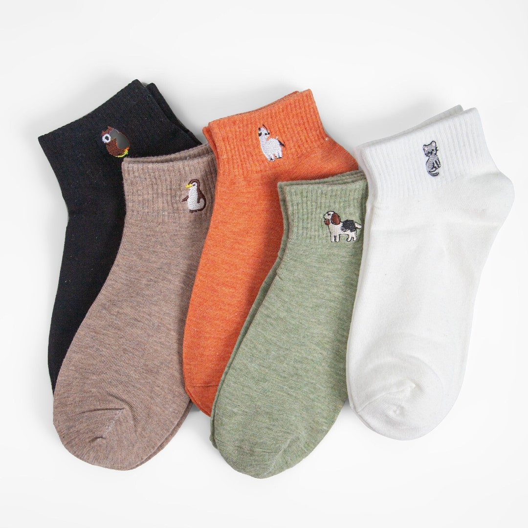 Embroidered Animal Socks Women Ankle Socks Embroidery Socks - Etsy UK