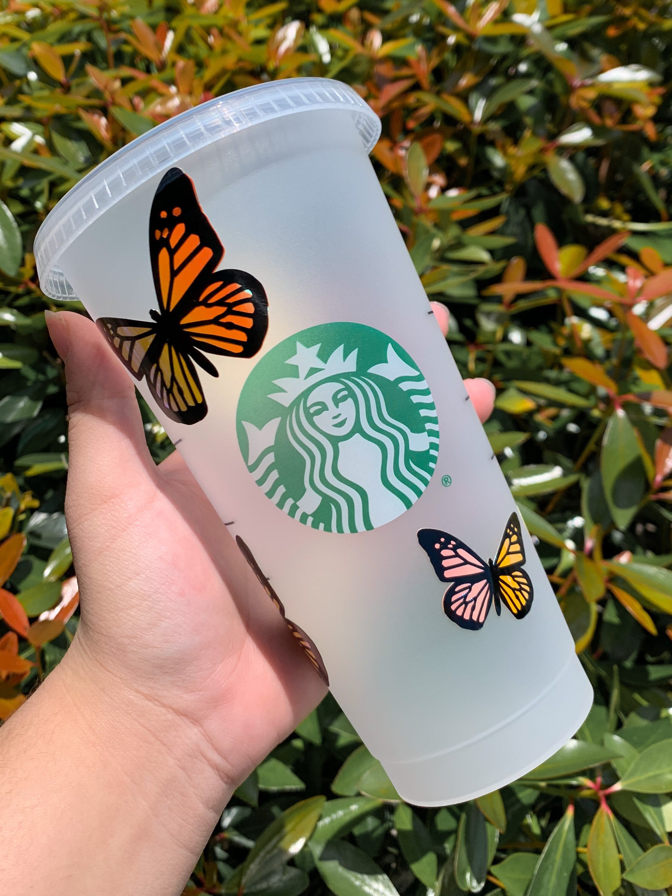 Custom Butterfly Starbucks Cup Holographic or Glossy Vinyl - Etsy