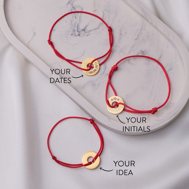 Engraved Red String Bracelet, Personalized and Adjustable Red String ...