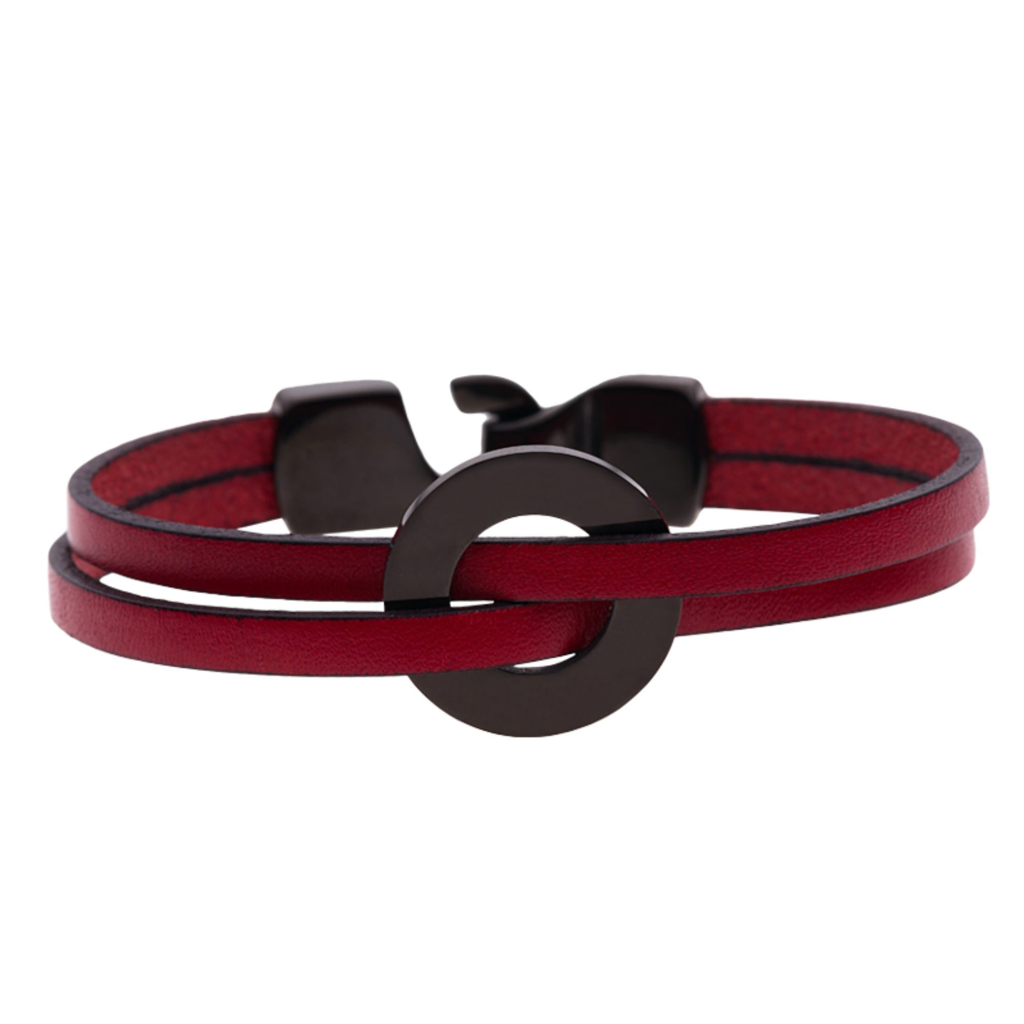 Leather Red Bracelet With Custom Engraving. Engraved Leather Wristband ...