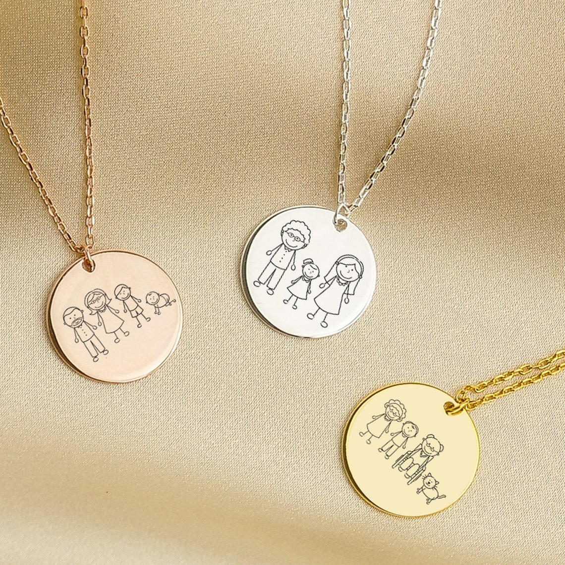 SILVER Family Members Necklace, Family Charm Necklace, Personalized ...