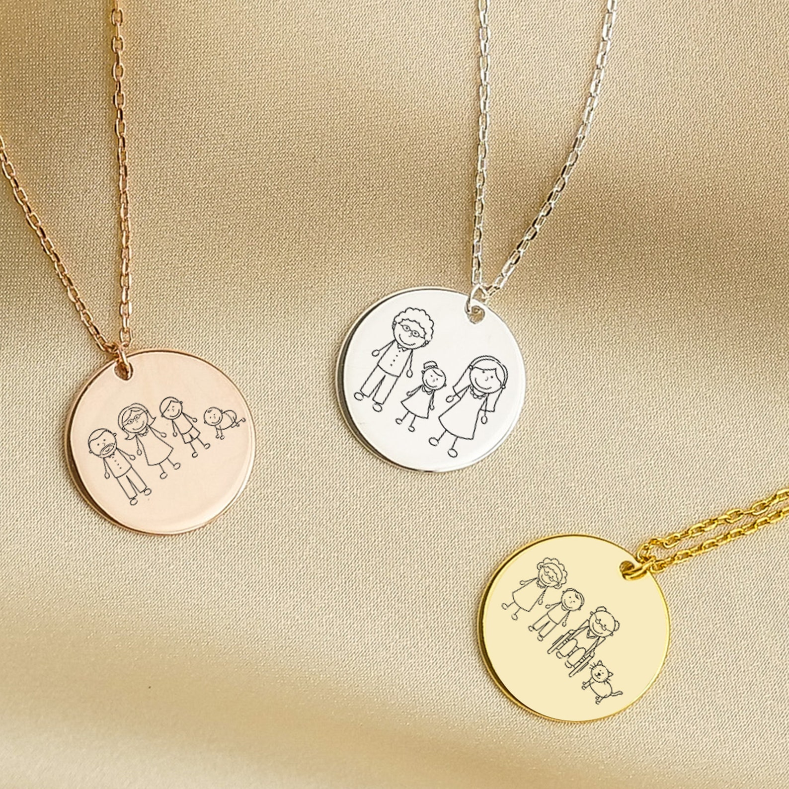 SILVER Family Members Necklace, Family Charm Necklace, Personalized ...