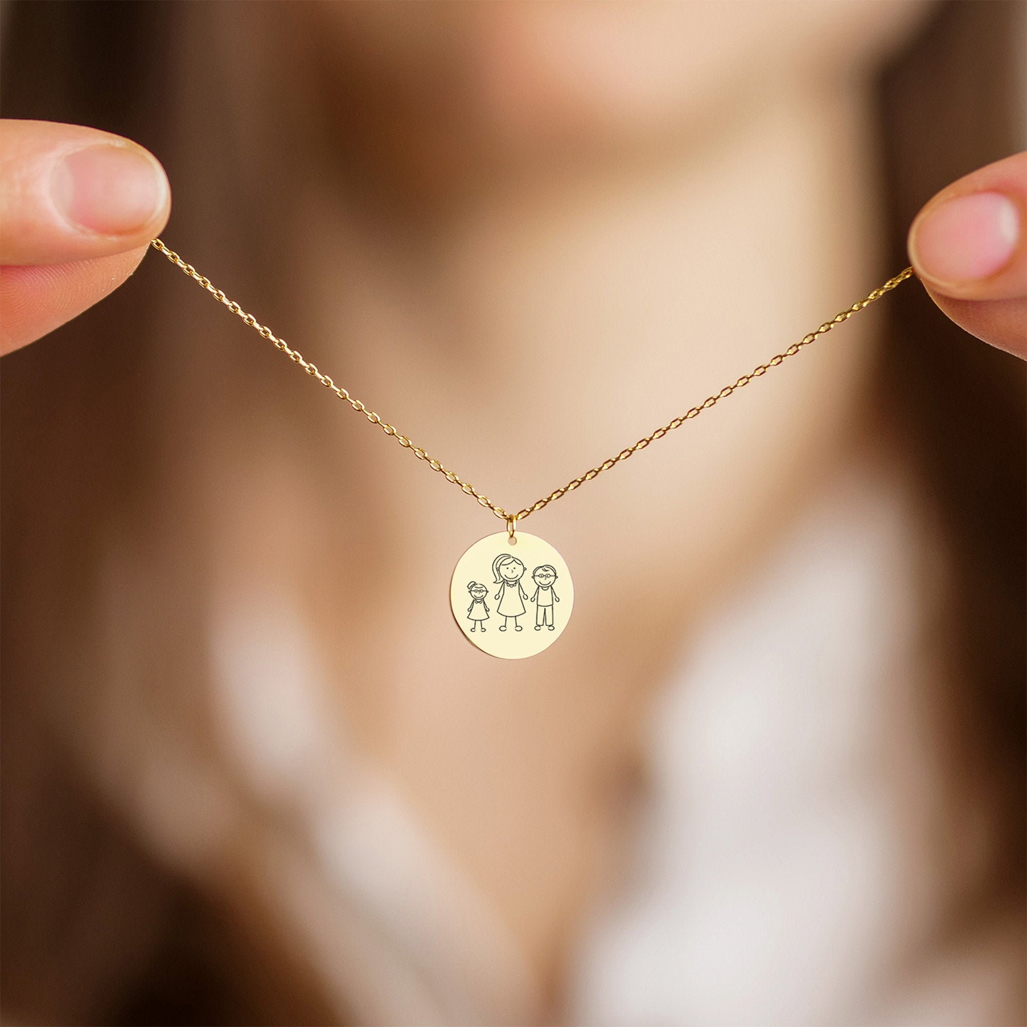 SILVER Family Members Necklace, Family Charm Necklace, Personalized ...