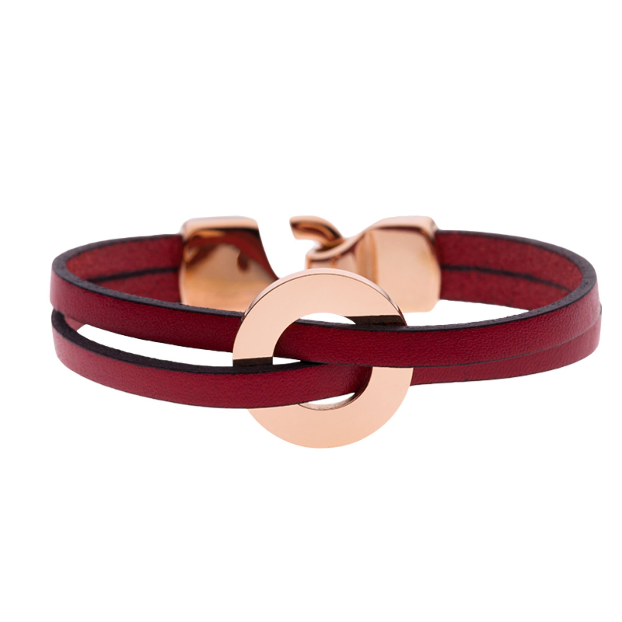 Leather Red Bracelet With Custom Engraving. Engraved Leather Wristband ...