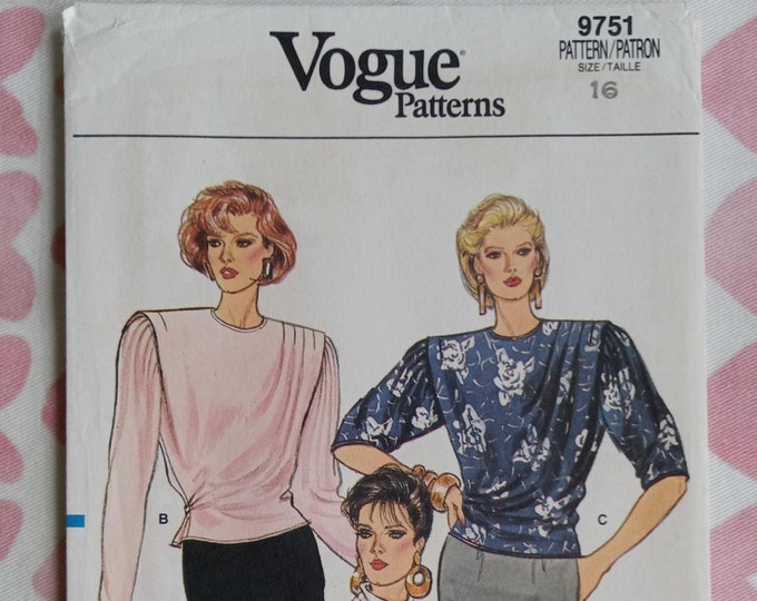 Vintage Vogue 9751, Wrap Blouse Pattern, UC/FF - Etsy