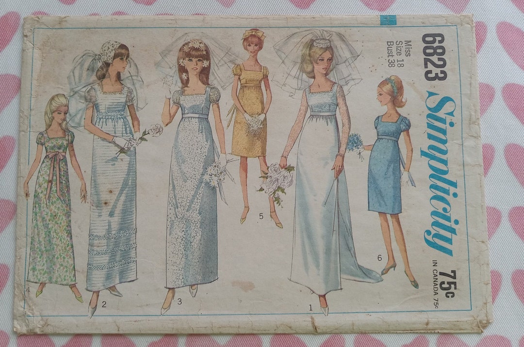 Vintage Simplicity 6823, Bridal Gown Pattern, Partially Cut - Etsy