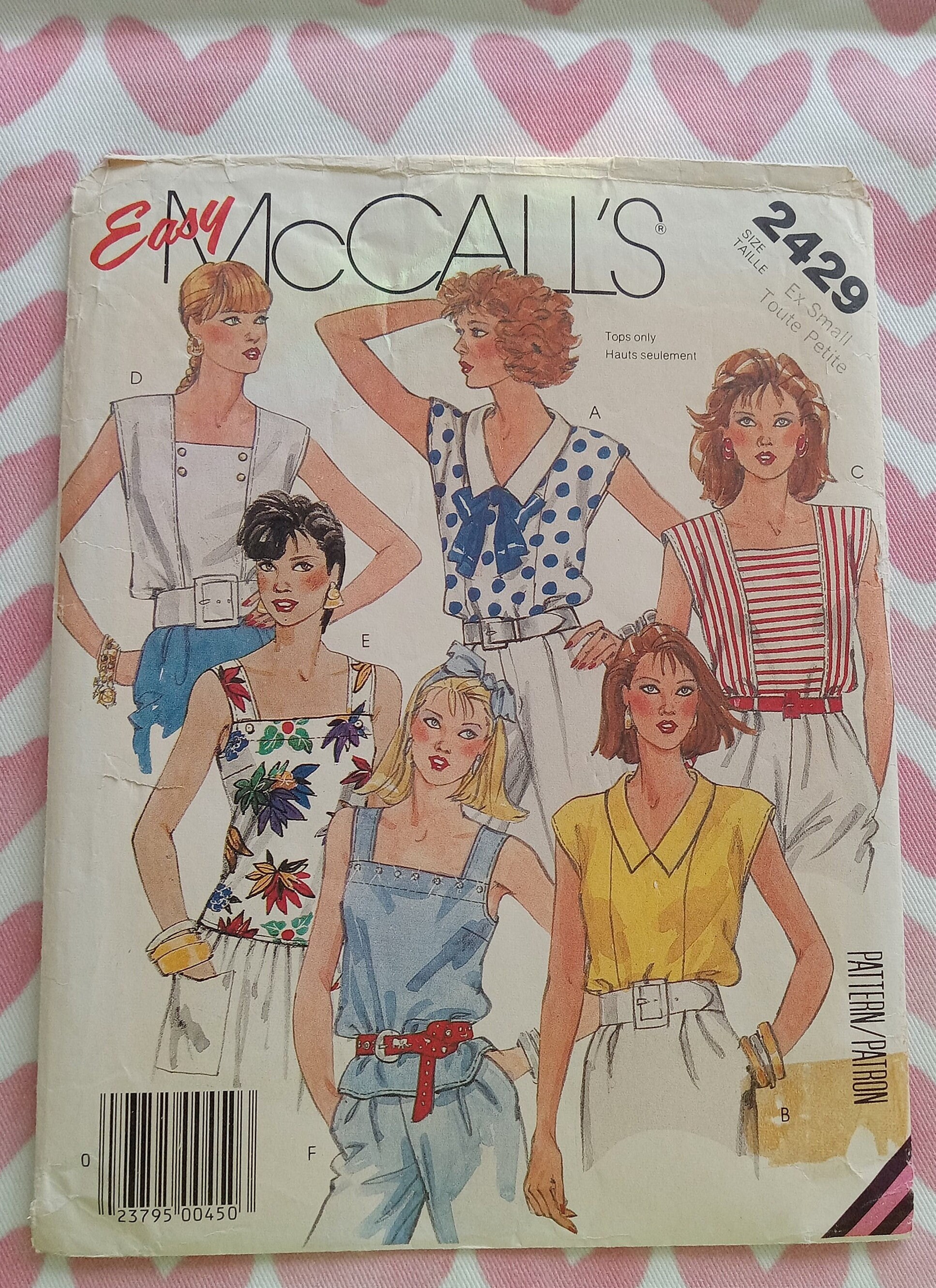 Vintage Mccalls 2429, Sleeveless Tops Pattern, Partially Cut - Etsy