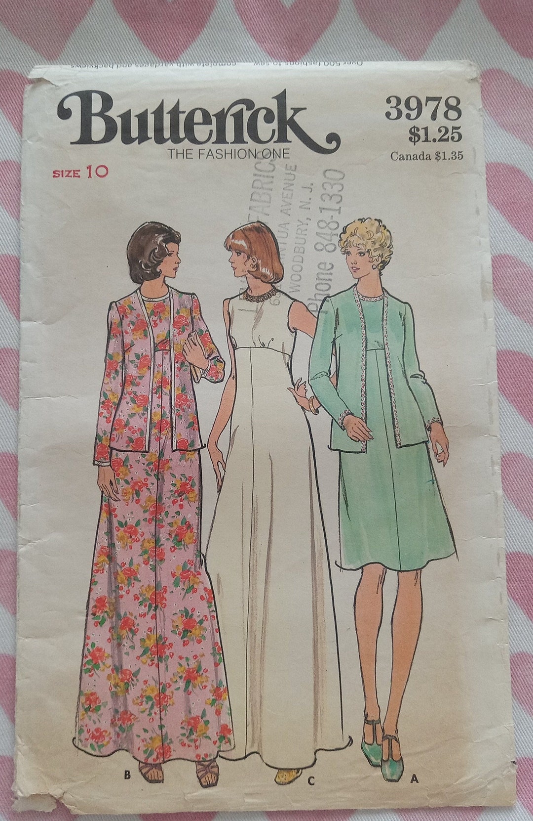 Vintage Butterick 3978, Empire Dress Pattern, C/C - Etsy