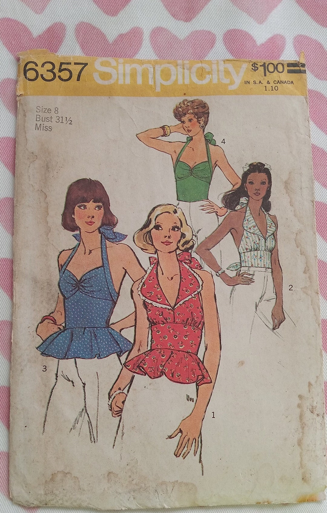 Vintage Simplicity 6357, Halter Tops Pattern, Partially Cut - Etsy