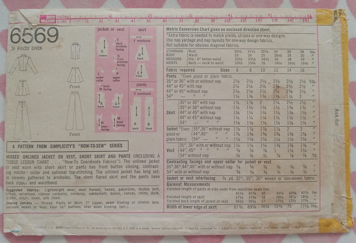 Vintage Simplicity 6569, How to Sew Pattern, P/C - Etsy