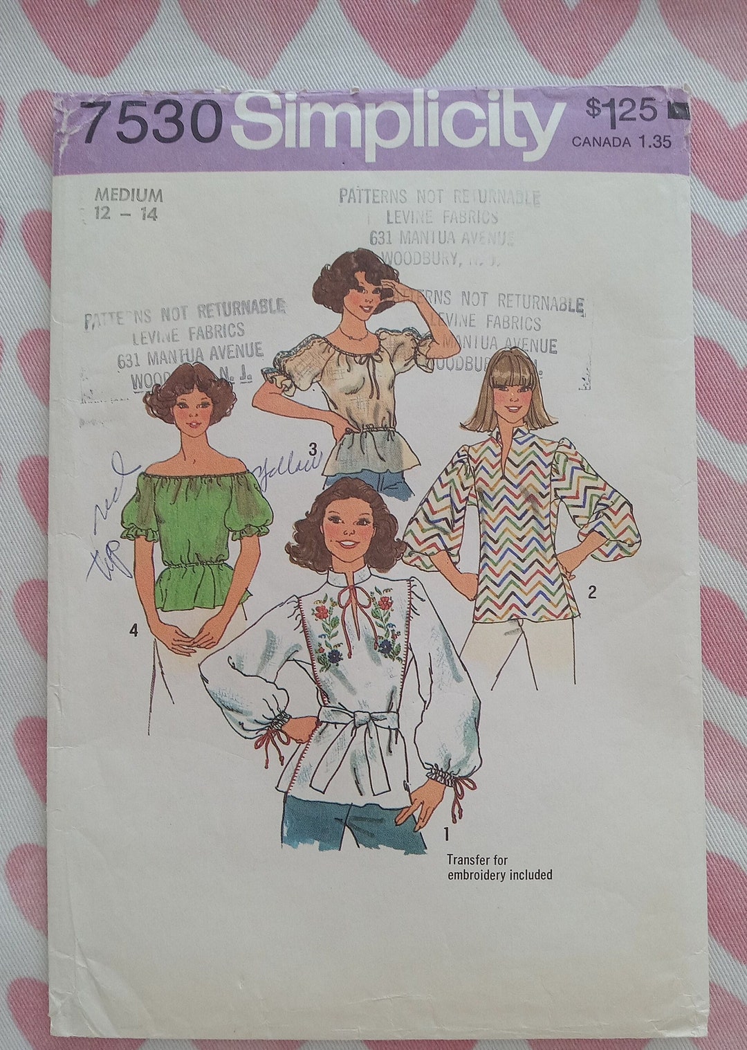 Vintage Simplicity 7530, Peasant Blouse Pattern, C/C - Etsy