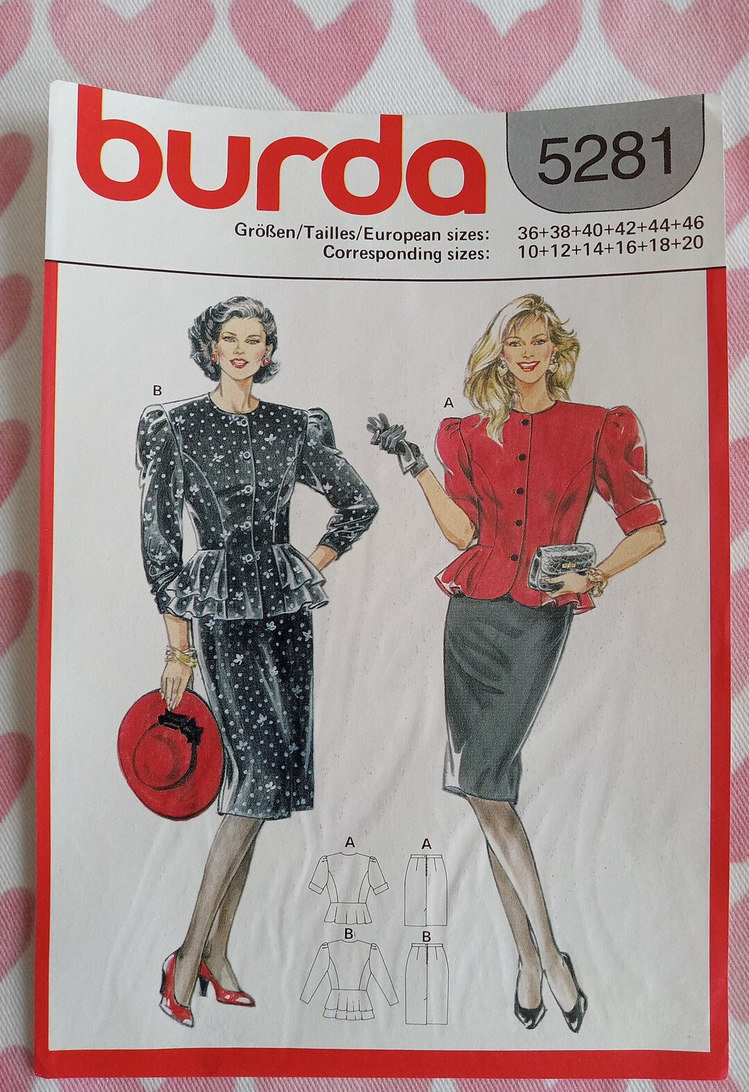 Vintage Burda 5281, Peplum Suit Pattern, Wounded Bird - Etsy