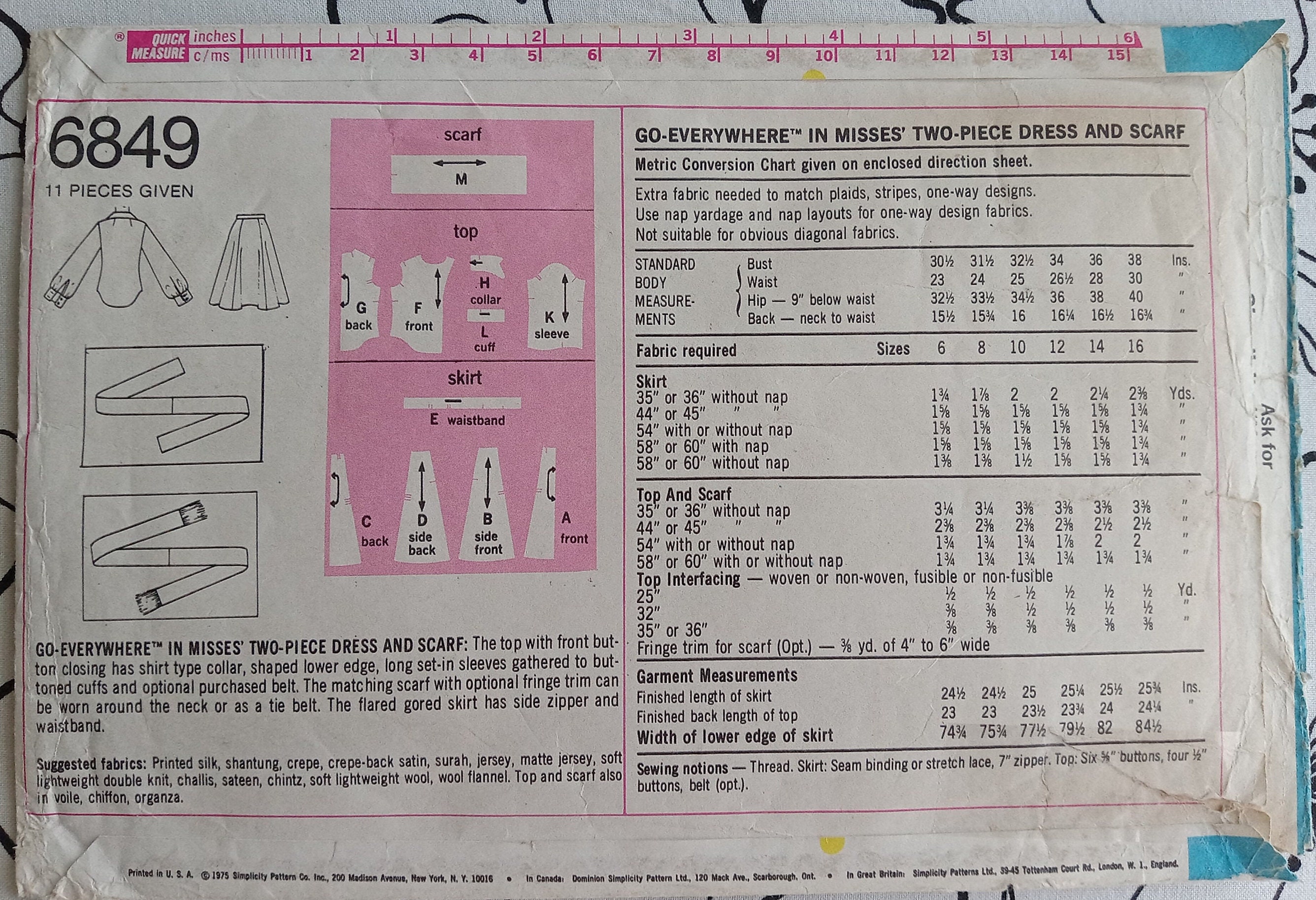 Vintage Simplicity 6849, Go Everywhere Pattern, UC/FF - Etsy