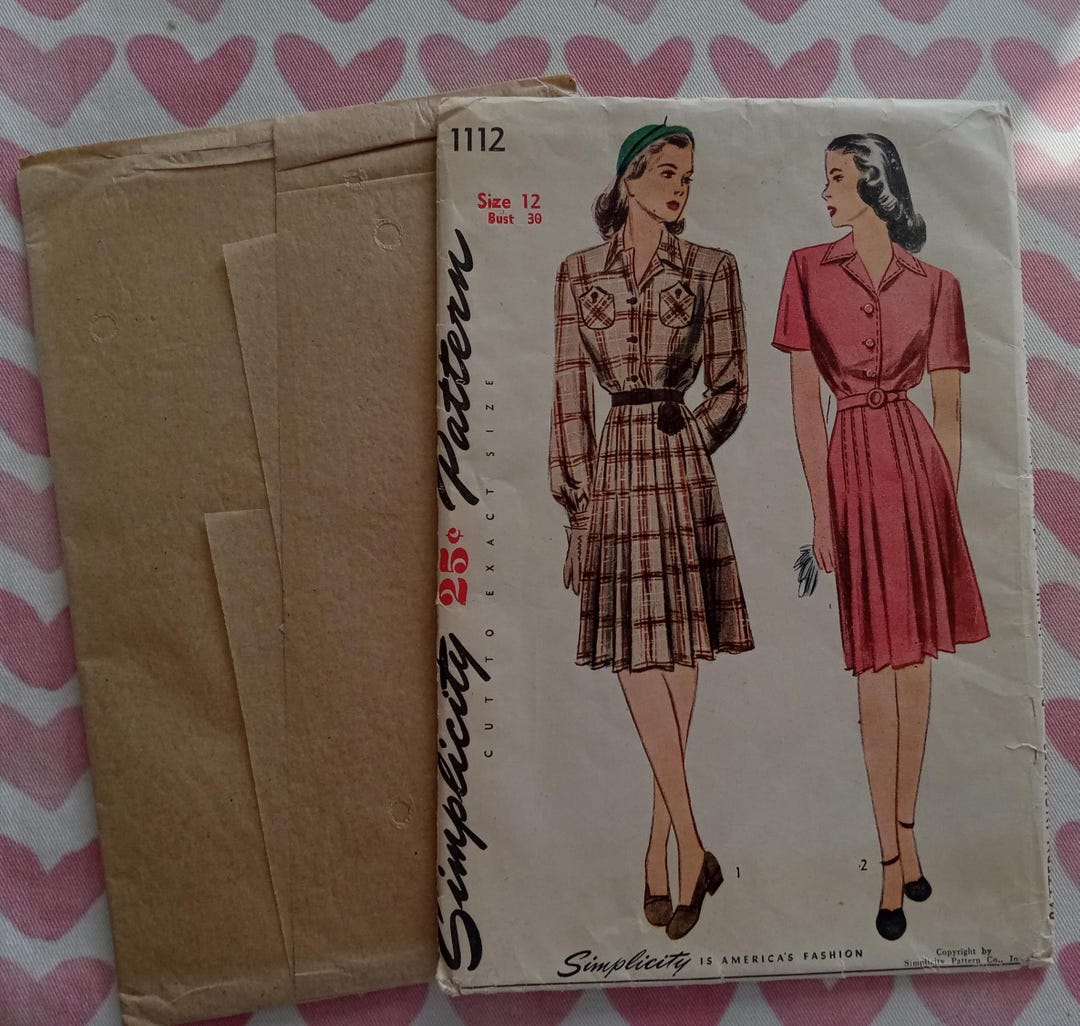 Vintage Simplicity 1112, Pleated Shirtdress Pattern, Unused - Etsy