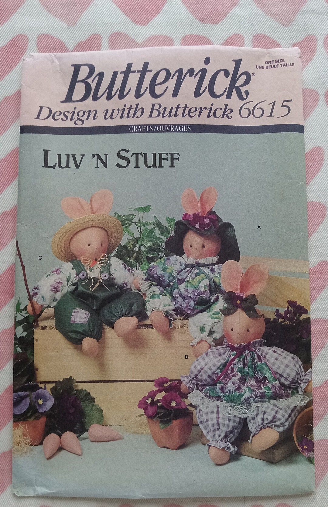 Vintage Butterick 6615/248, Luv N Stuff Sweet Violets Bunnies Pattern ...
