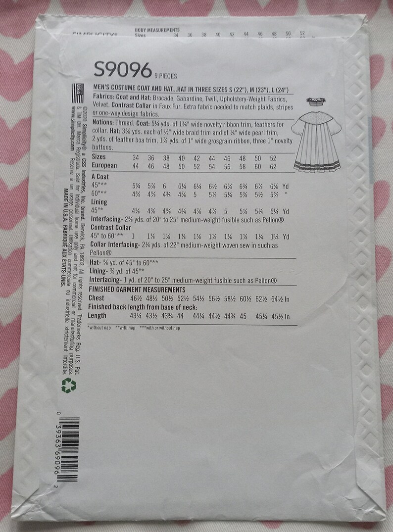 Simplicity 9096, Tudor Coat & Hat Pattern, UC/FF - Etsy