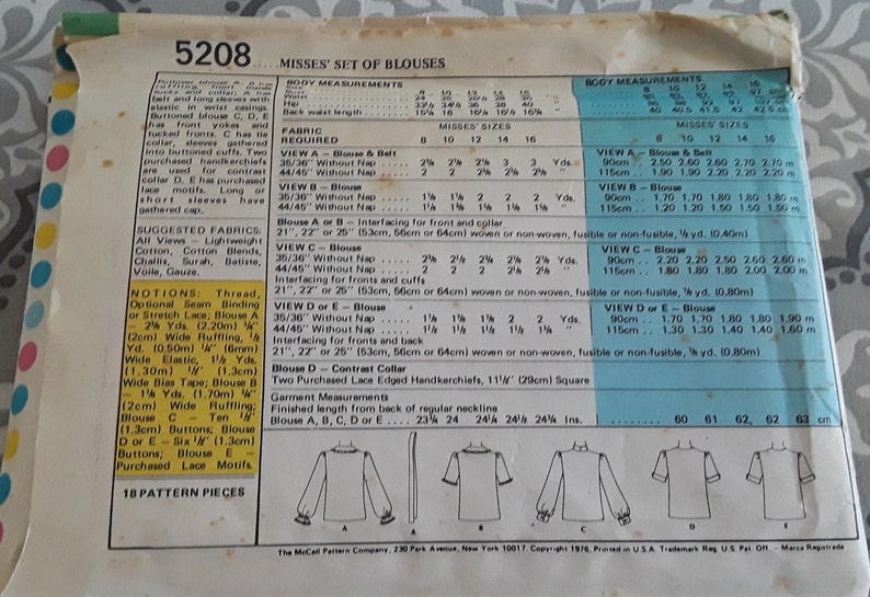 Vintage Mccalls 5208 Teen Blouse Pattern UC/FF - Etsy