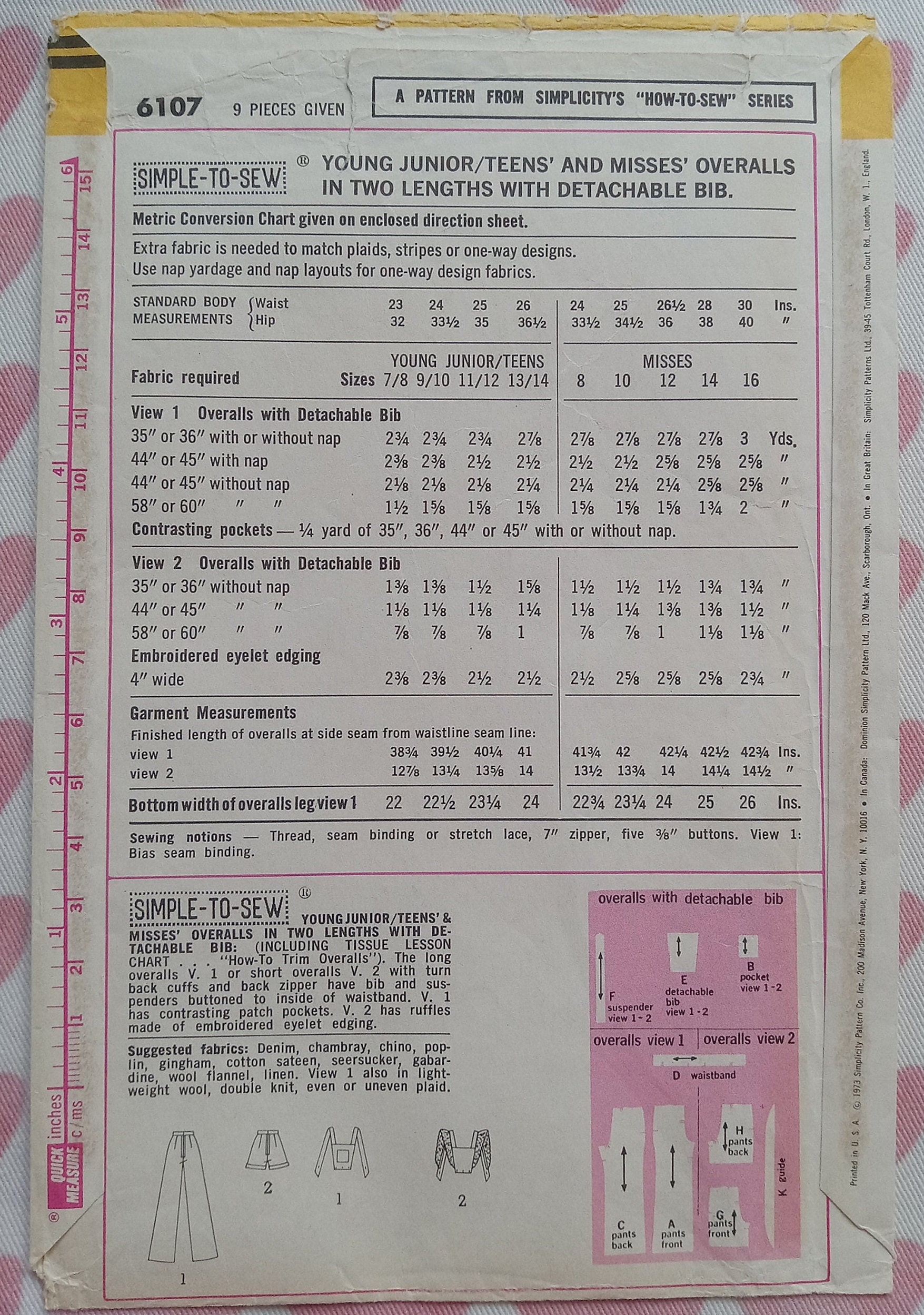 Vintage Simplicity 6107, How to Sew Pattern, UC/FF - Etsy