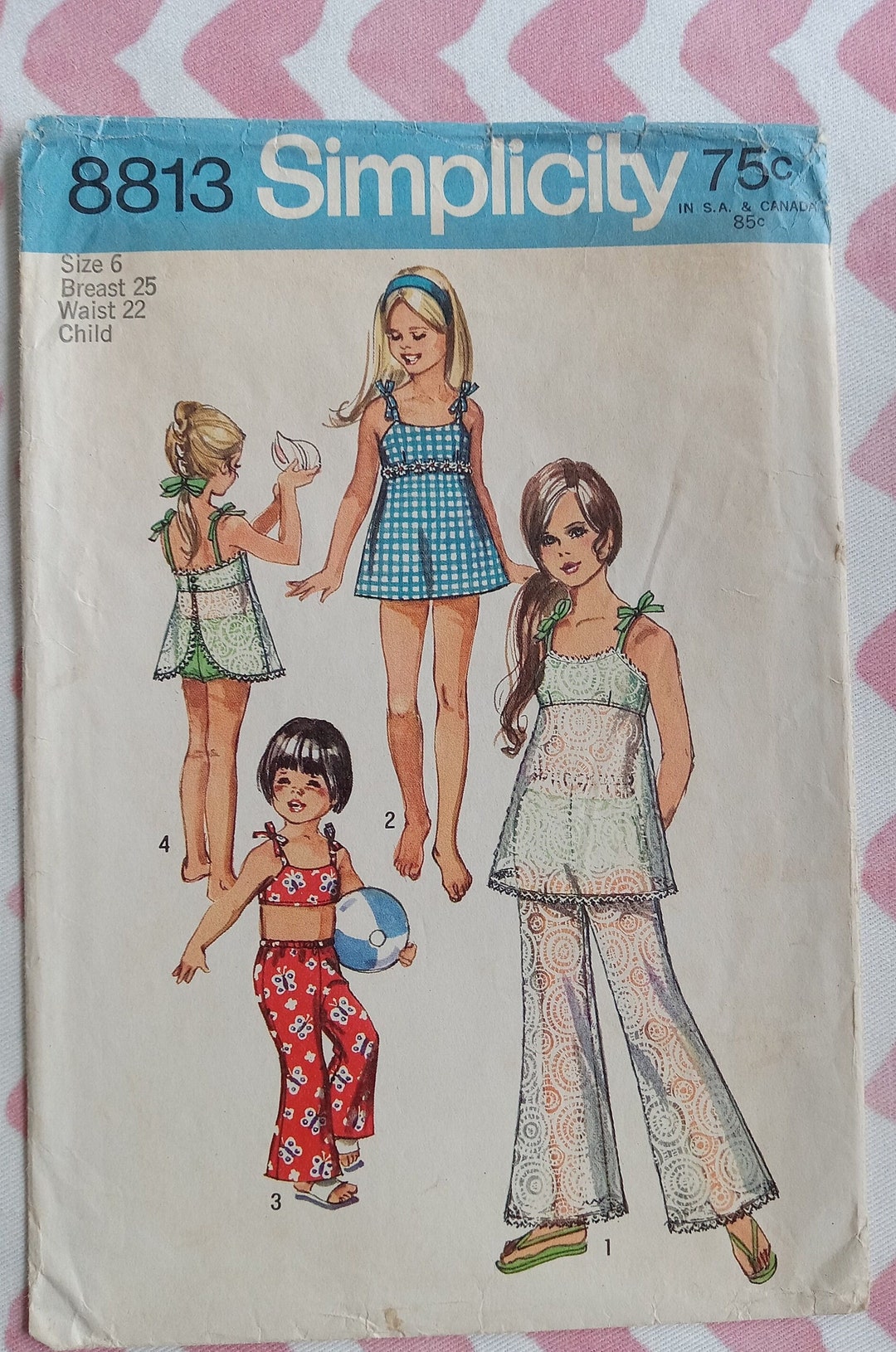 Vintage Simplicity 8813 Girls Beachwear Pattern Partially - Etsy