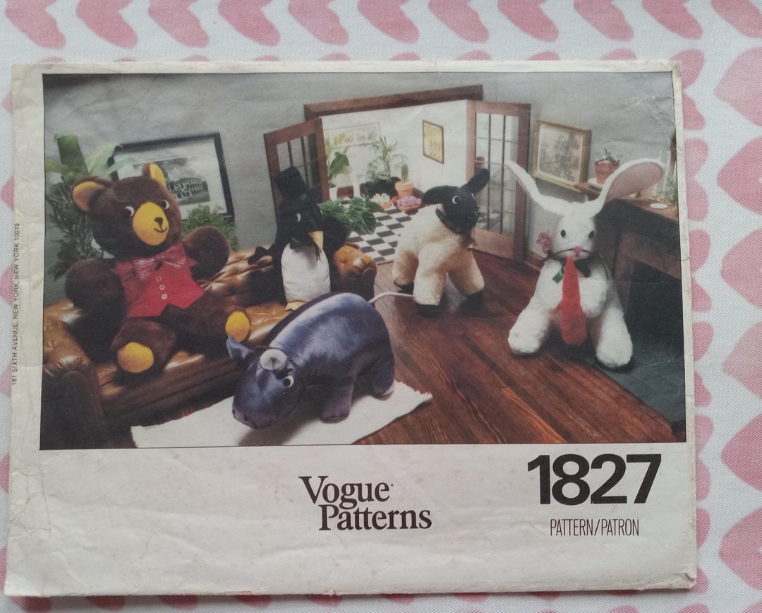 Vintage Vogue 1827, Stuffed Animal Menagerie Pattern, P/C - Etsy