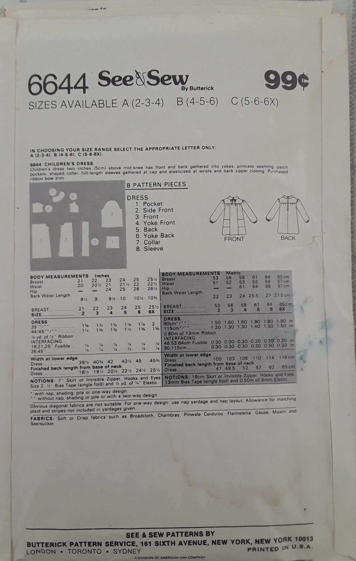 Vintage See & Sew 6644, by Butterick Girls Dress Pattern, UC/FF - Etsy