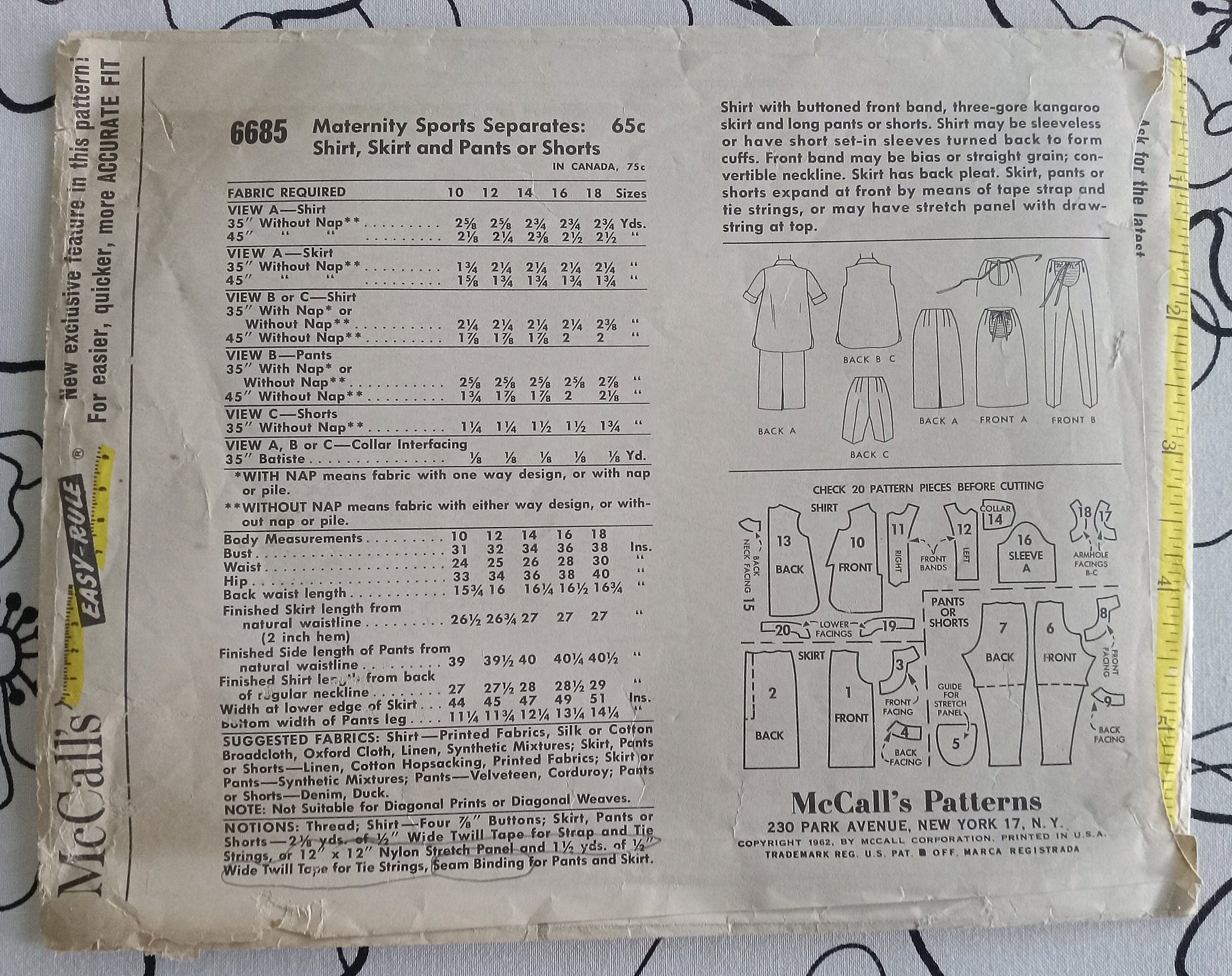 Vintage Mccalls 6685, Maternity Wardrober Pattern, Partially Cut - Etsy