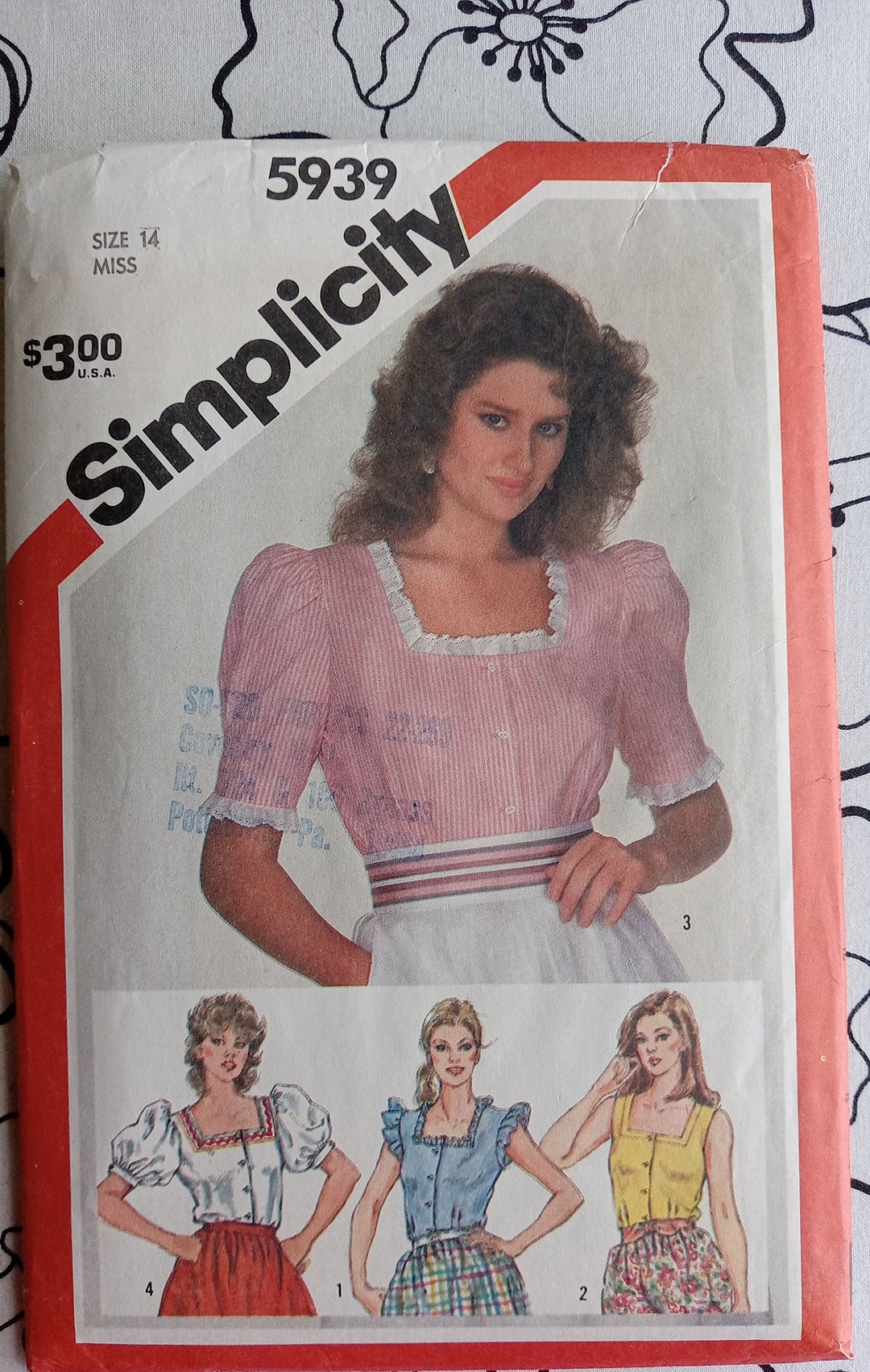 Vintage Simplicity 5939, Square Neck Blouse Pattern, UC/FF - Etsy